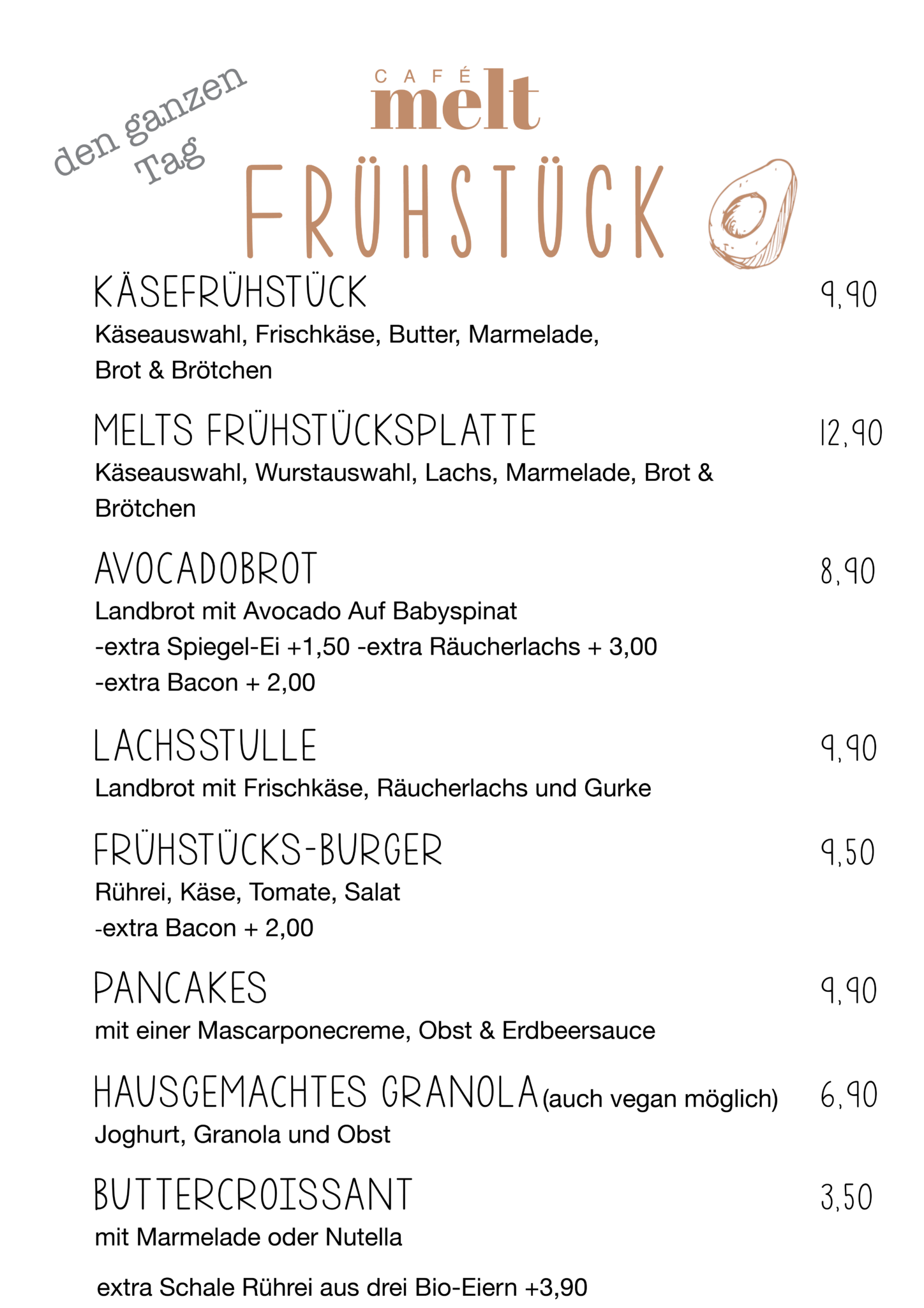 Speisekarte – Café melt